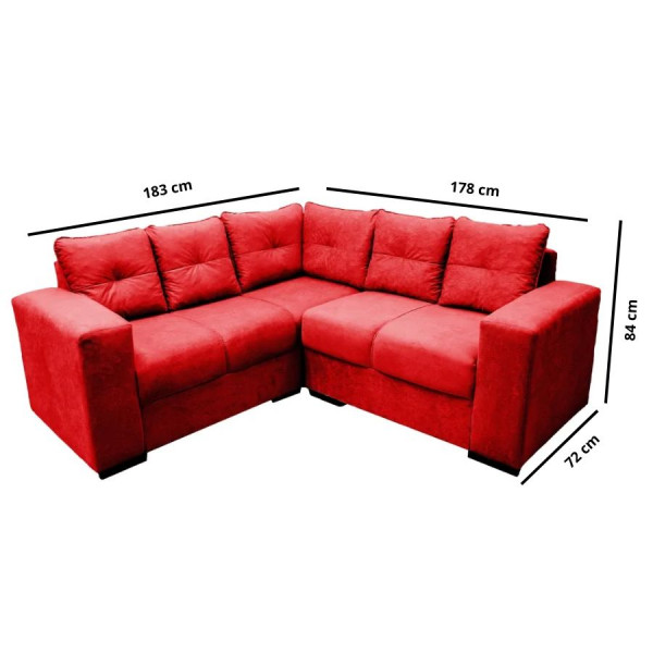 Sofá de Canto 3x2 Lugares Athena Vermelho Masterflex